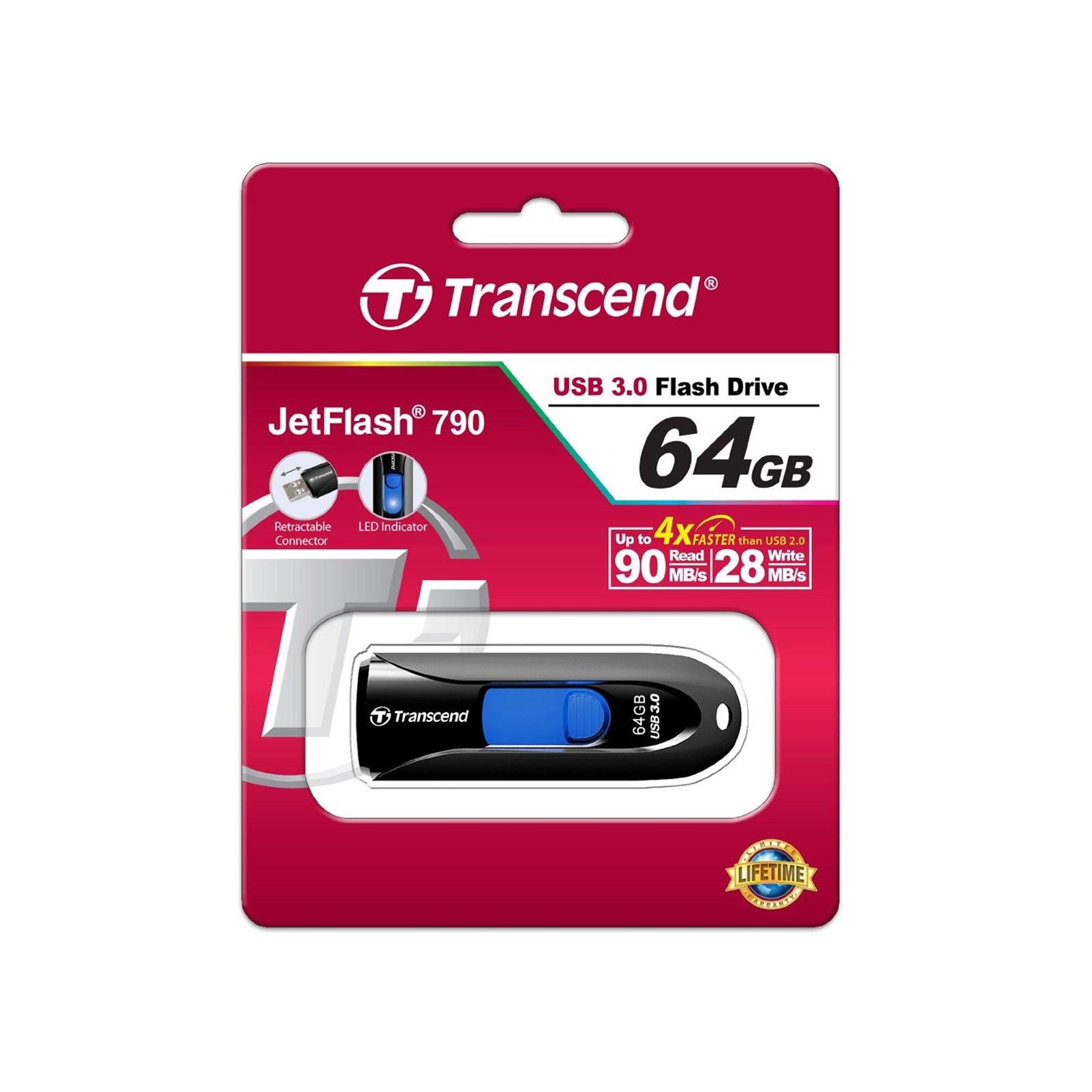 Transcend JetFlash 790 64GB USB 3.0 Drive (Black) - TS64GJF790K | CCL ...