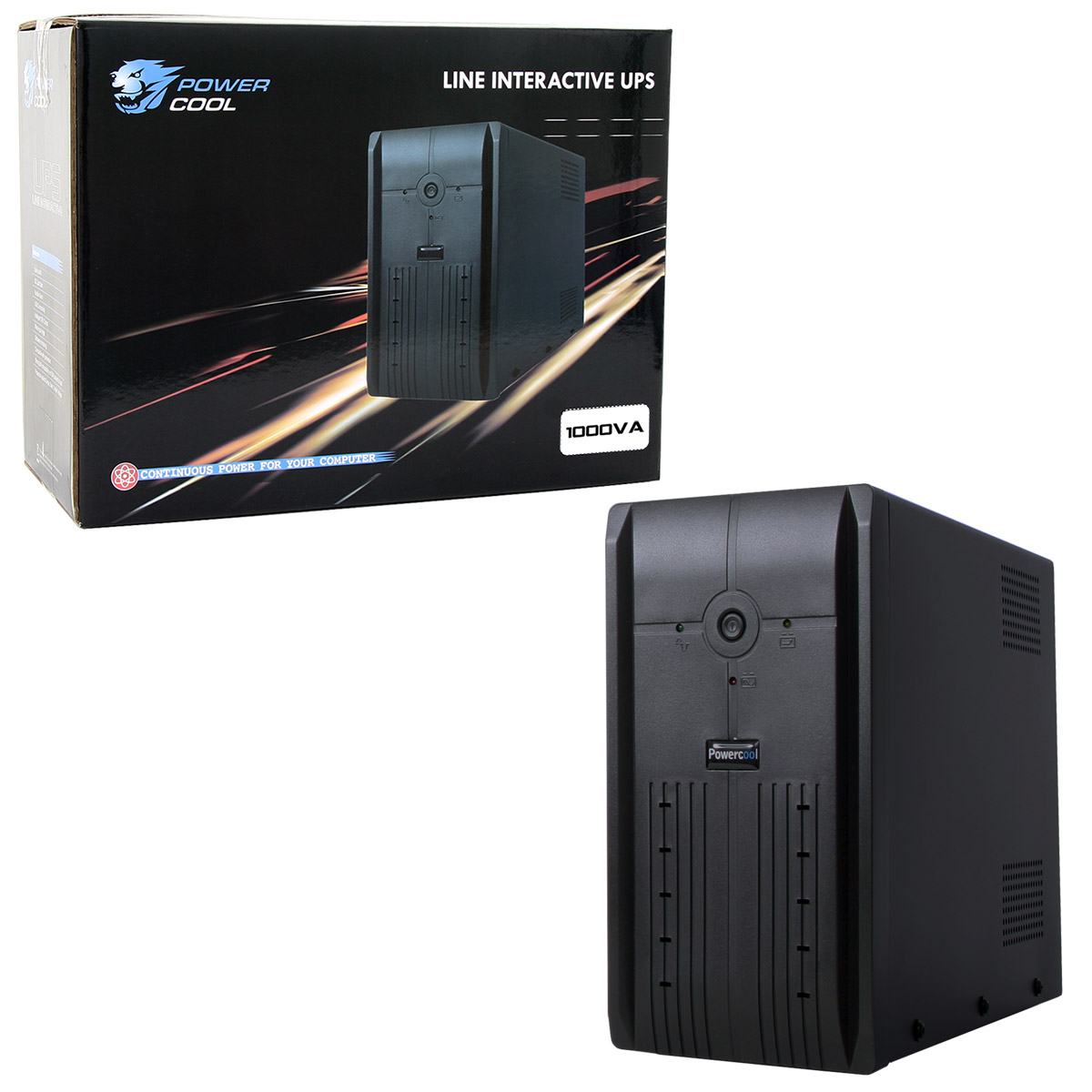 Powercool Smart UPS 1000VA 3 x UK Plug, 2 x IEC, RJ45 x 2, USB LED ...
