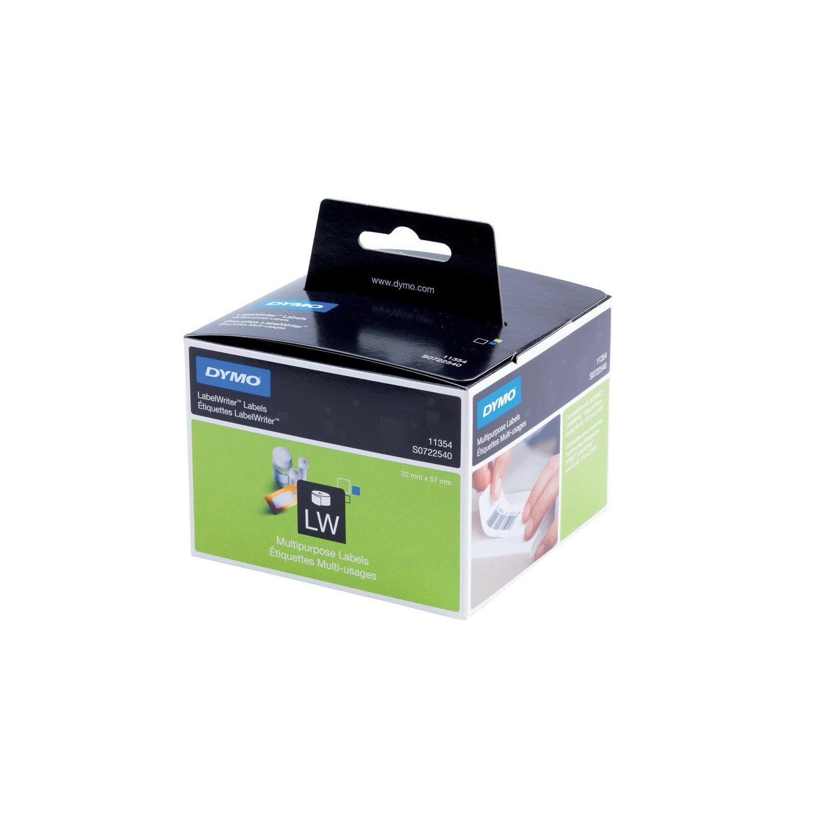 Dymo Multi-Purpose Removable Labels on a Roll (Black on White) Pack of ...