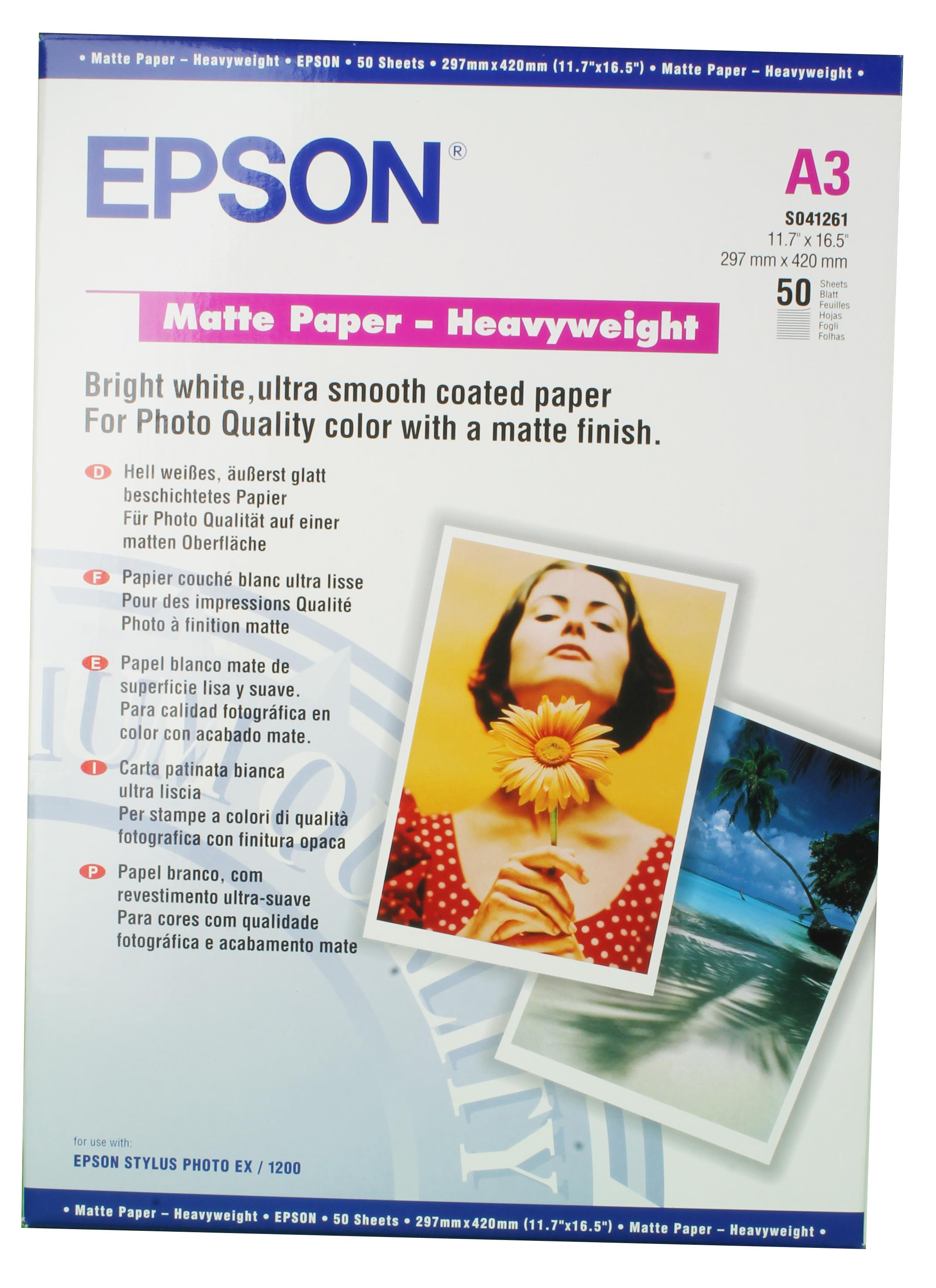 Epson (A3) Heavy Weight Matte Paper (50 Sheets) 167gsm (White ...