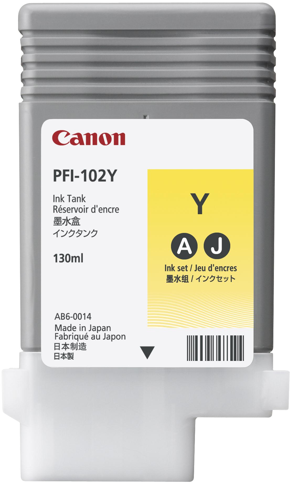 Canon PFI-102Y (Volume: 130ml) Yellow Ink Cartridge - 0898B001AA | CCL