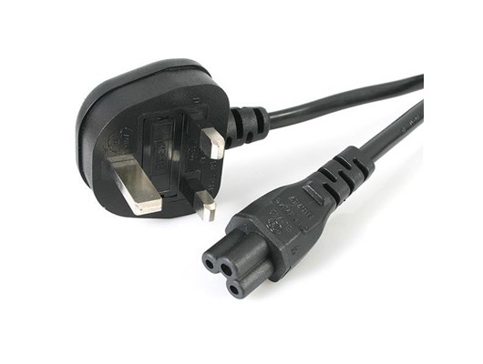 StarTech.com (1m) Laptop Power Cord - 3 Slot for UK - BS-1363 to C5 ...
