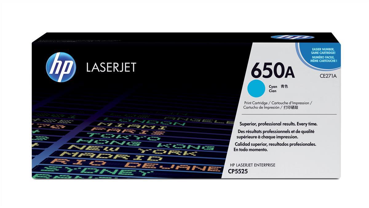 HP 650A (Yield: 15,000 Pages) Cyan Toner Cartridge - CE271A | CCL