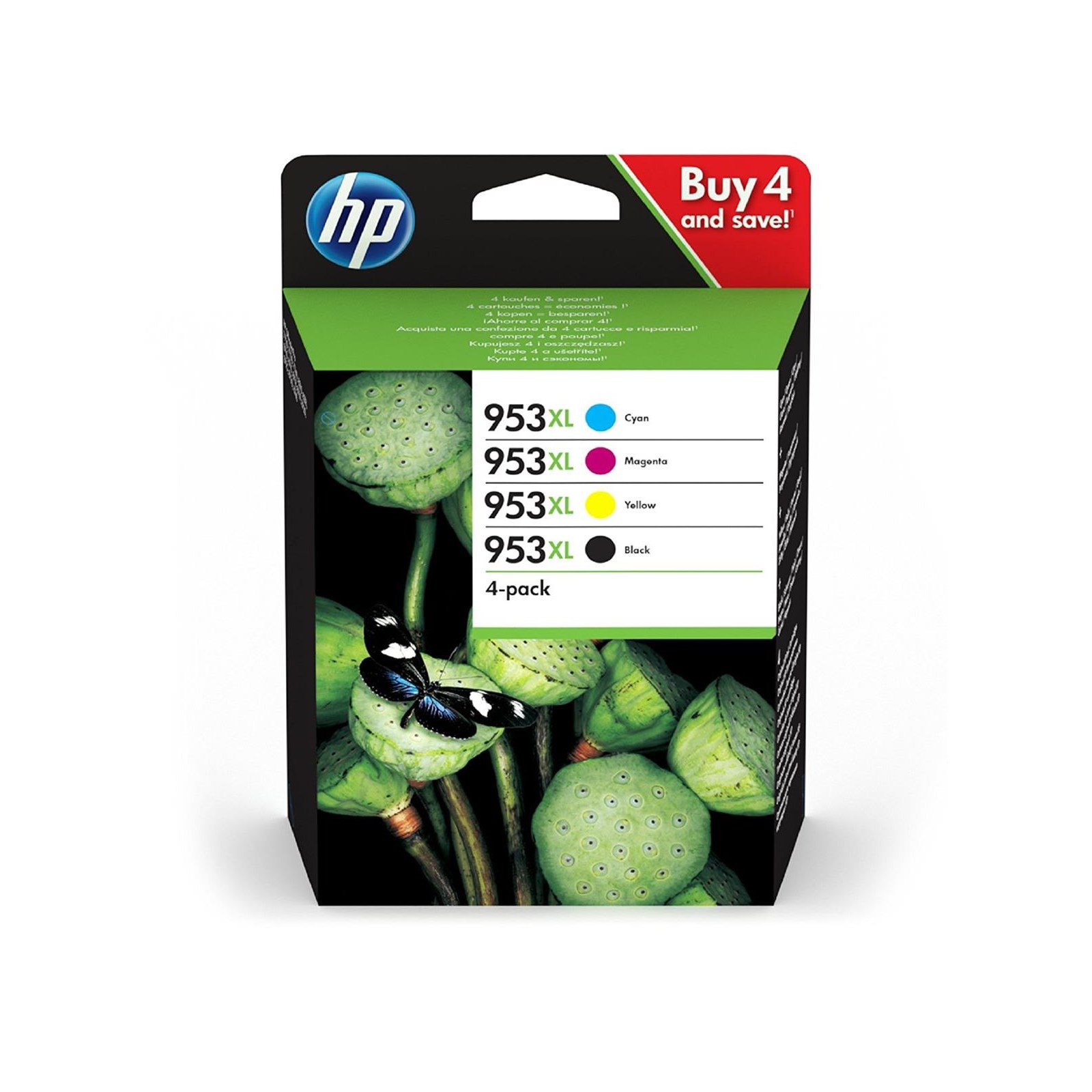 HP 953XL (Yield: 2,000 Pages Black/Yield: 1,600 Pages Colour) High Yield Black/Cyan/Magenta ...