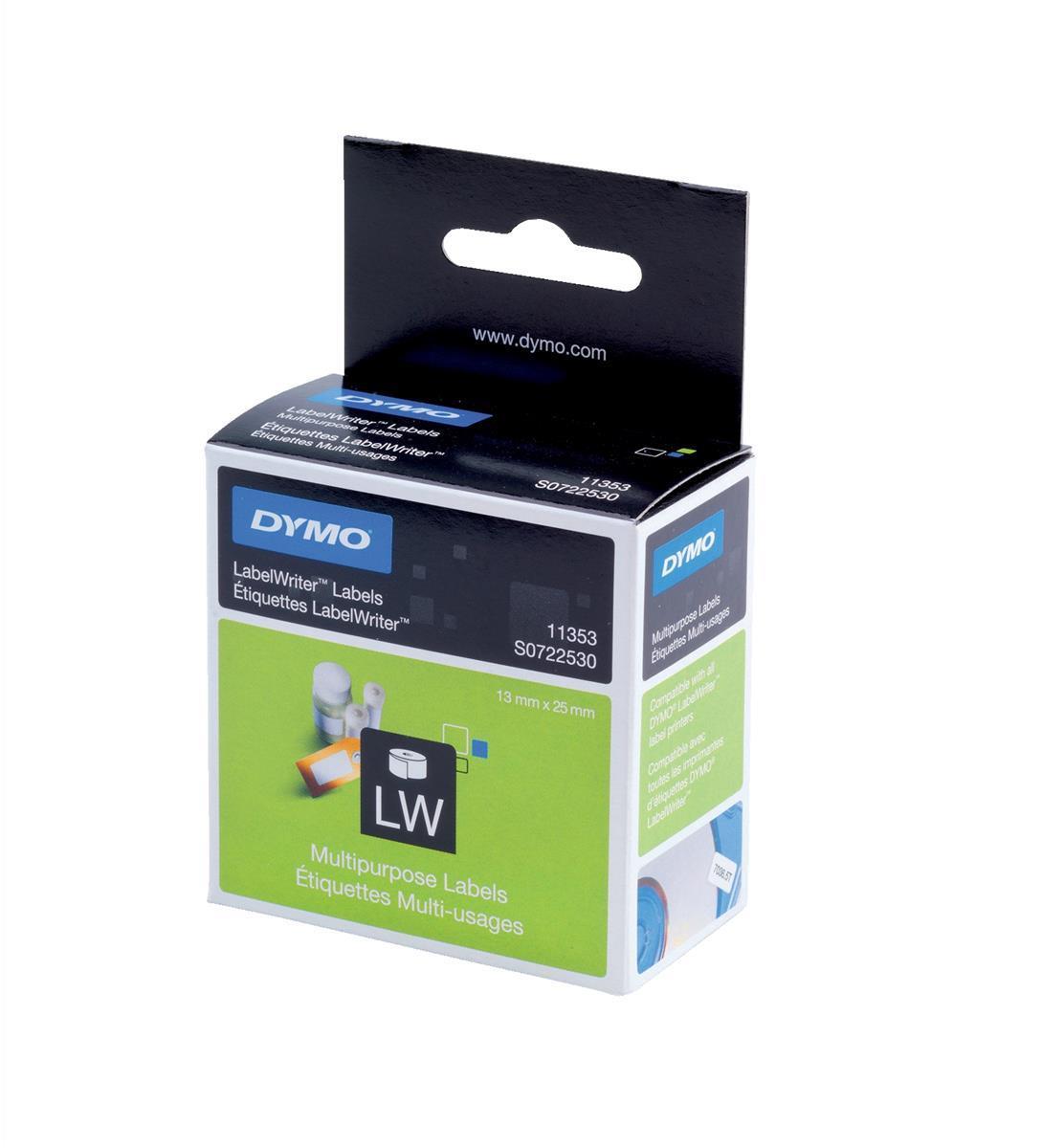 Dymo Multi-Purpose Removable Labels on a Roll (Black on White ...