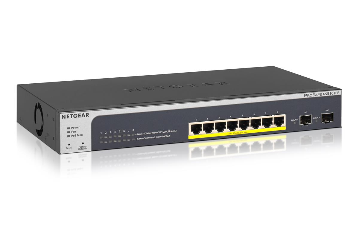 Netgear ProSAFE 8-Port Gigabit Desktop Switch - GS510TPP-100EUS | CCL