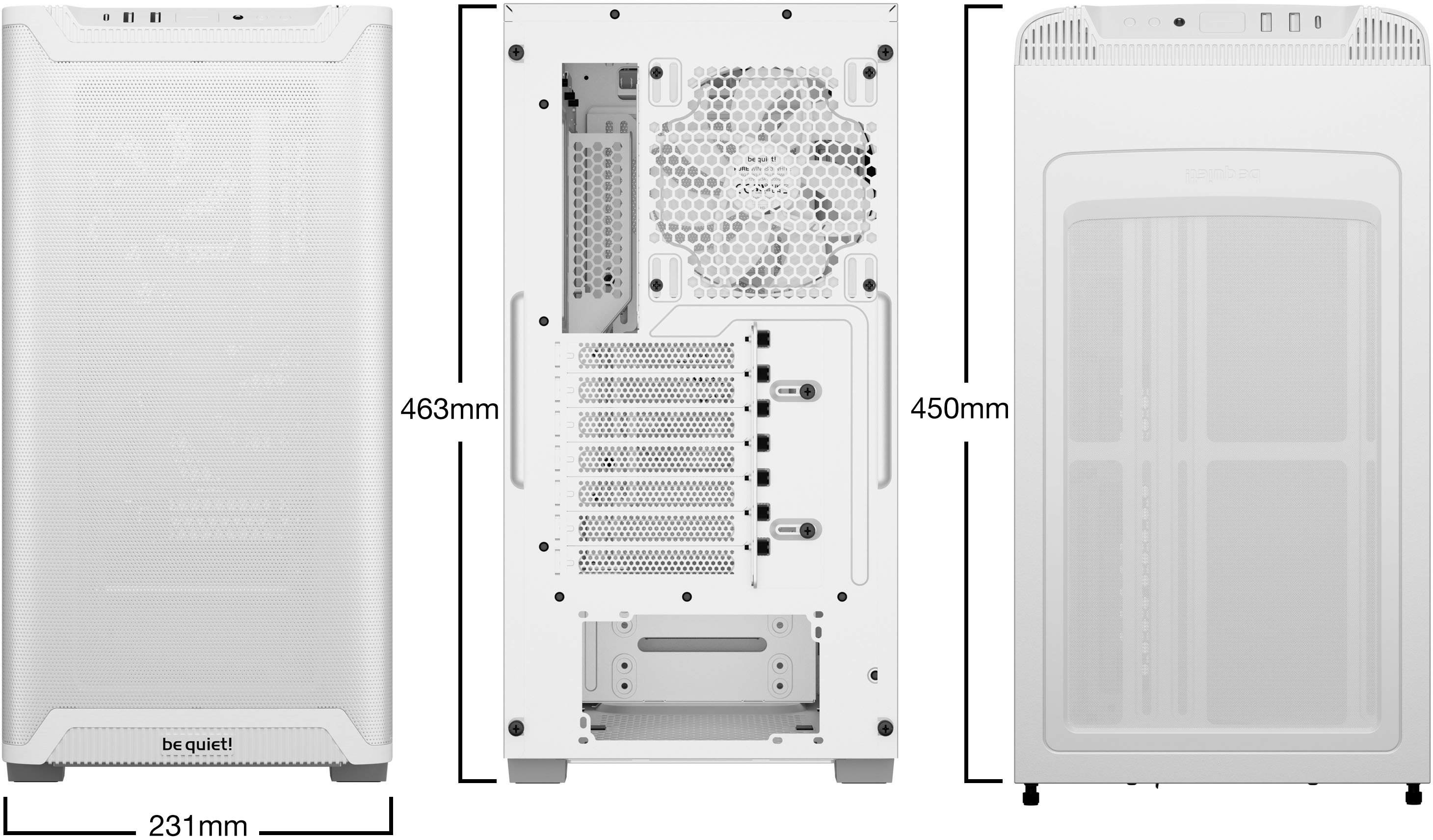 Be Quiet! Pure Base 501 Airflow Window Gaming Case - White - BGW75 | CCL