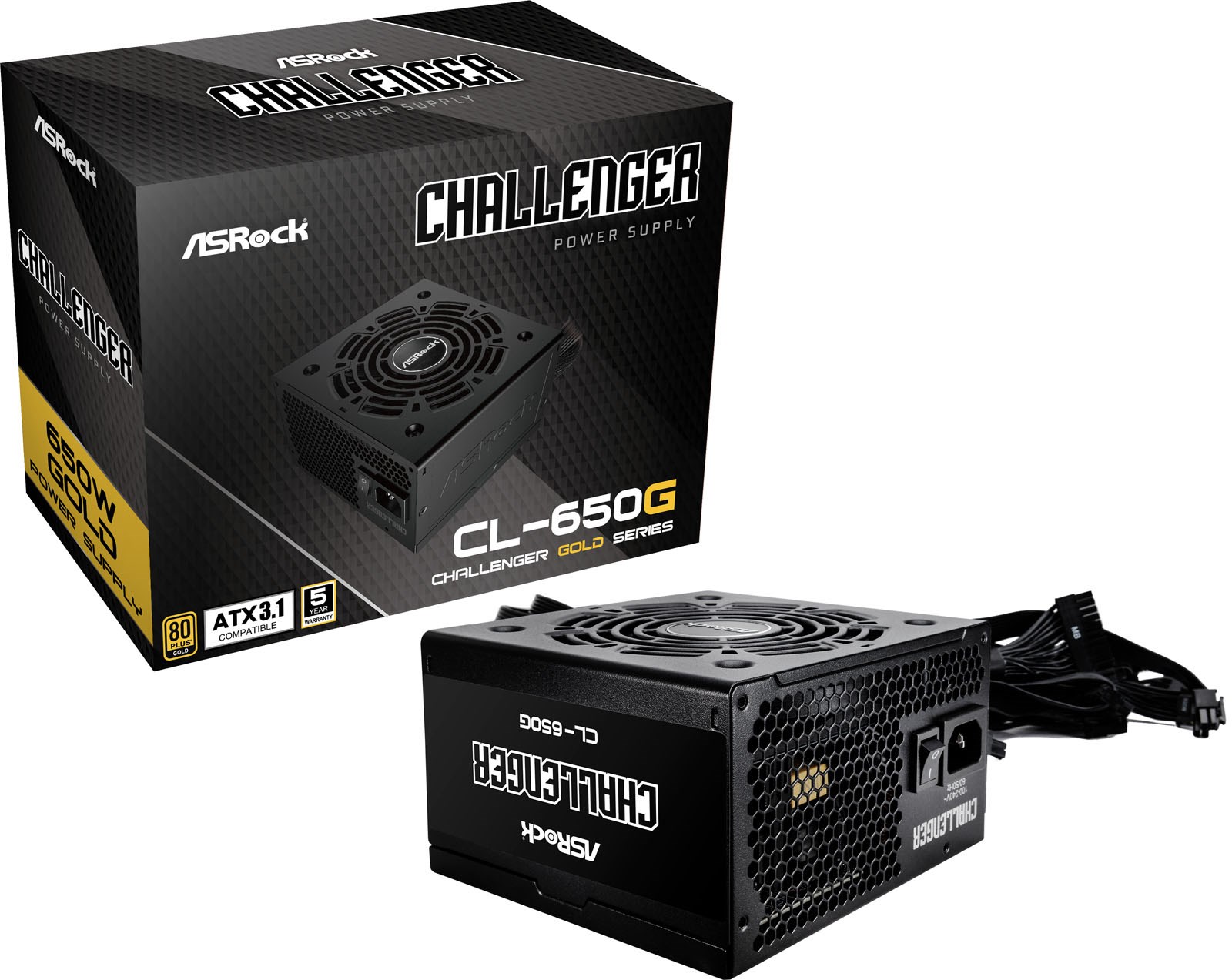 650W ASRock Challenger 650G 80 Plus Gold PSU - 90-UXC065-GNGAAA | CCL