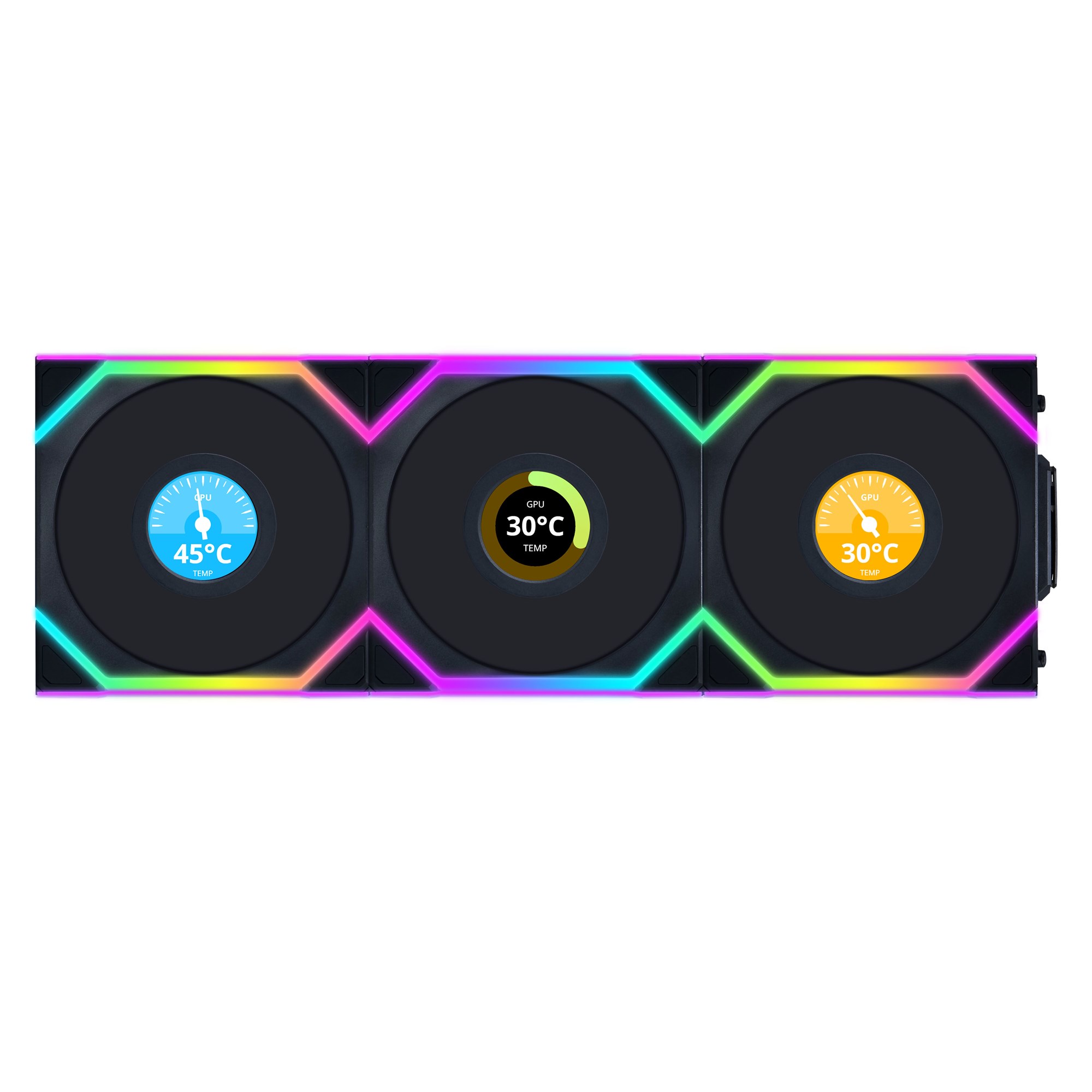 Lian Li UNI FAN SL Wireless LCD 120mm Triple Pack of Fans in Black ...