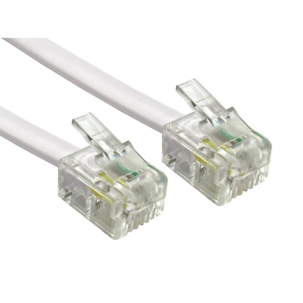 Cables Direct 1m RJ-11 to RJ-11 Modem Cable in White - 88BT-101 | CCL