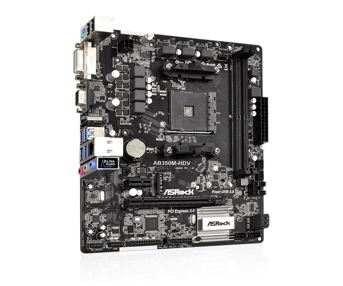 ASRock AB350M-HDV AMD Socket AM4 Motherboard - AB350M-HDV | CCL Computers