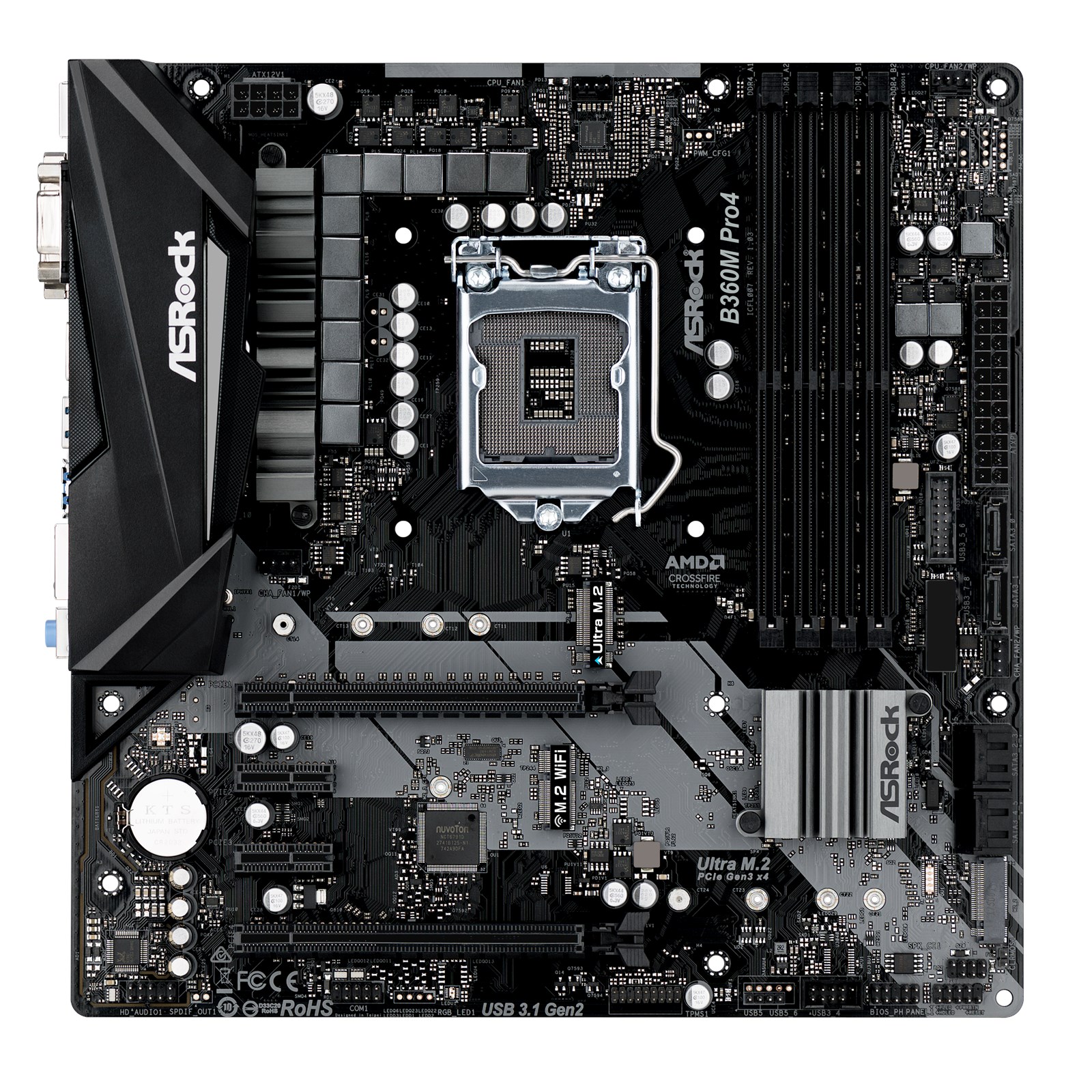 ASRock B360M Pro4 Intel Socket 1151 Motherboard - 90-MXB760-A0UAYZ ...
