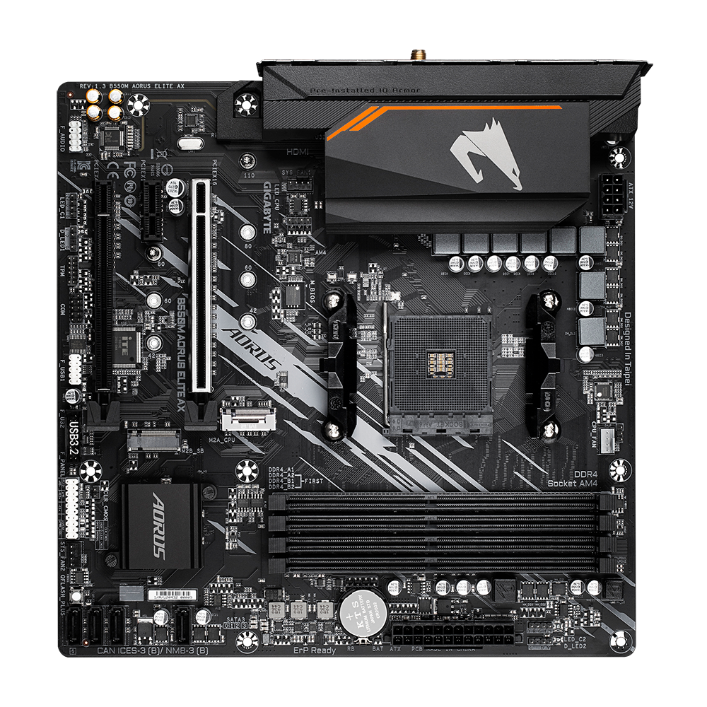 Gigabyte B550M AORUS ELITE AX AMD Socket AM4 Motherboard - B550M AORUS ...