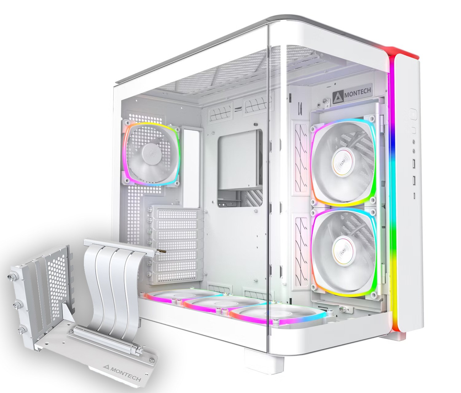 Bundle - Montech King 95 PRO Case in White with Montech VGM Vertical ...