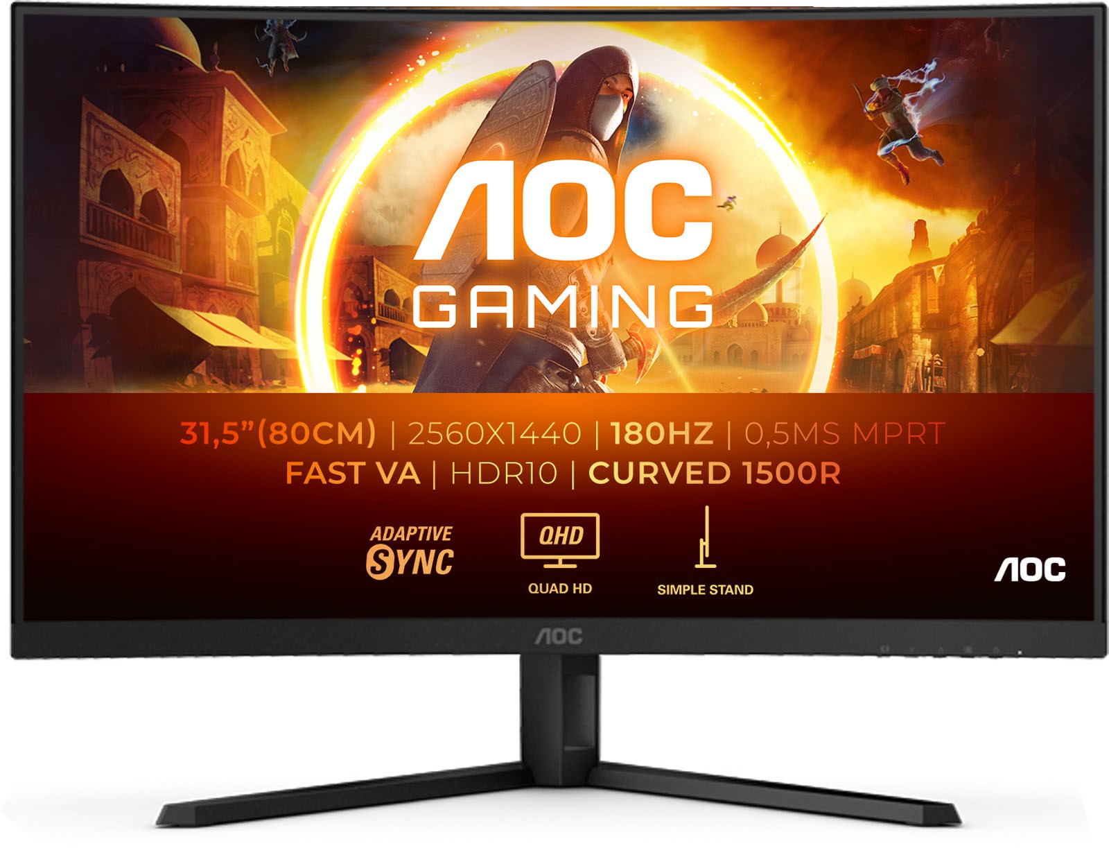 AOC CQ32G4VE 32" QHD VA 180Hz Gaming Curved Monitor - CQ32G4VE | CCL