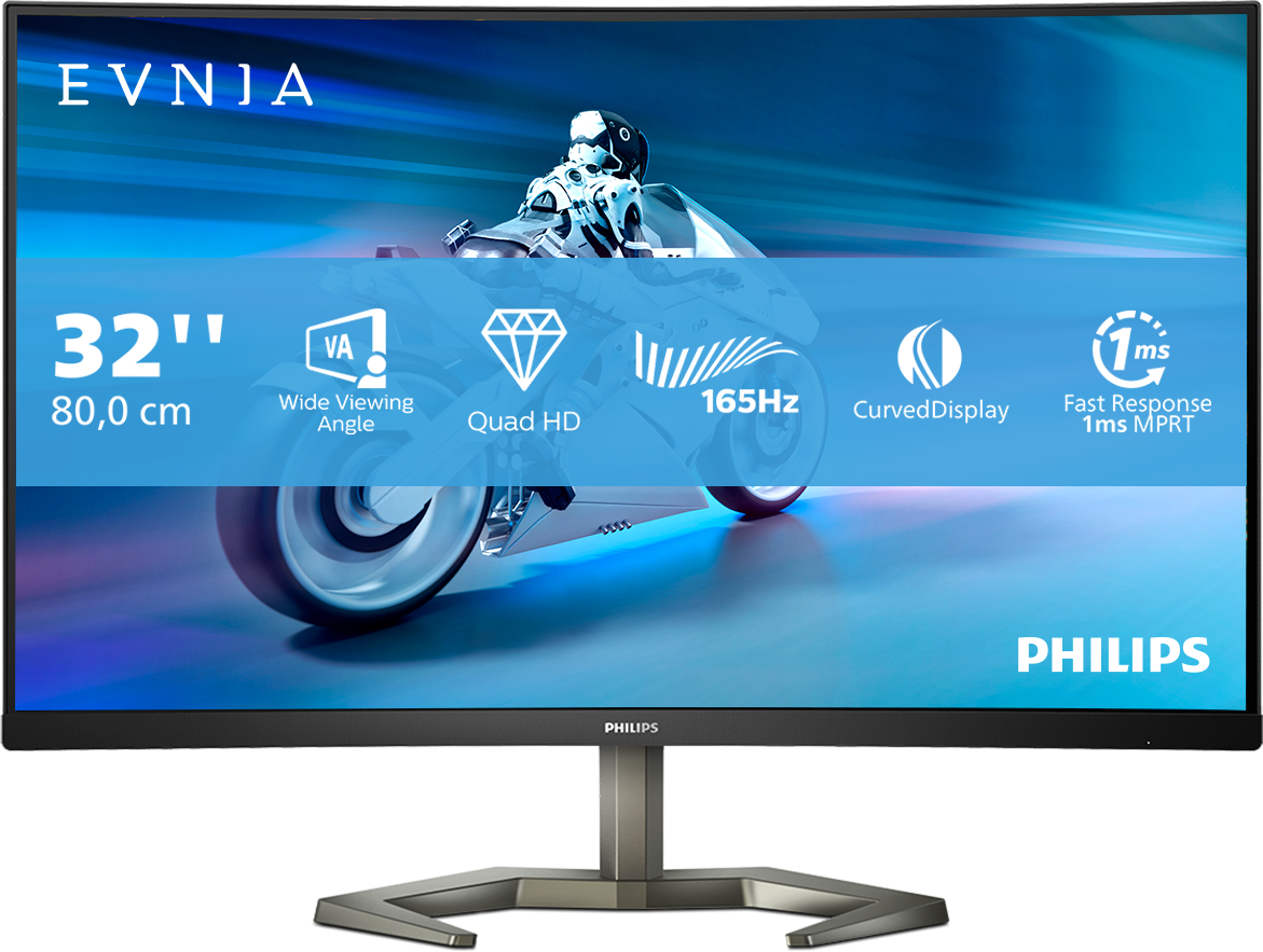 Philips Evnia 32M1C5500VL 32" QHD VA 165Hz Gaming Curved Monitor ...