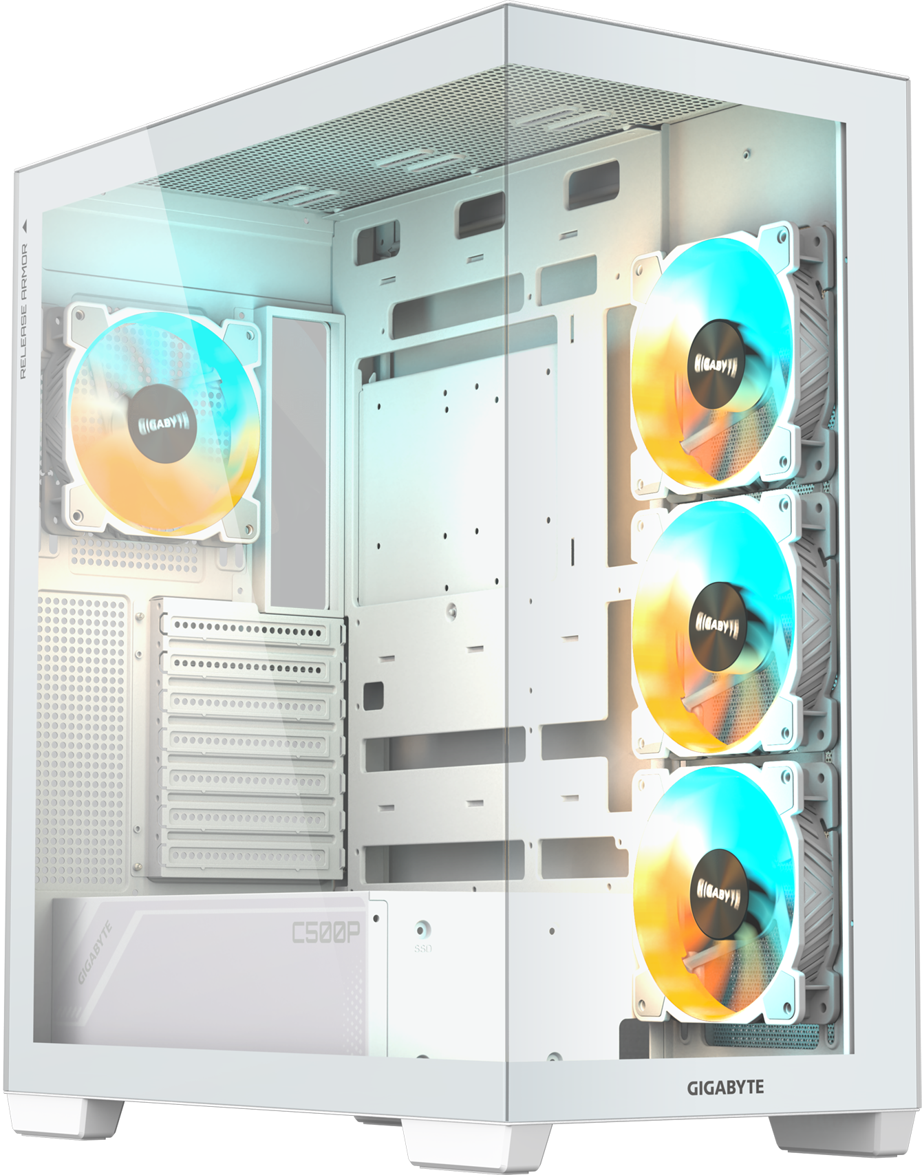 Gigabyte C500 PANORAMIC STEALTH ICE Mid Tower Gaming Case - White - GB ...