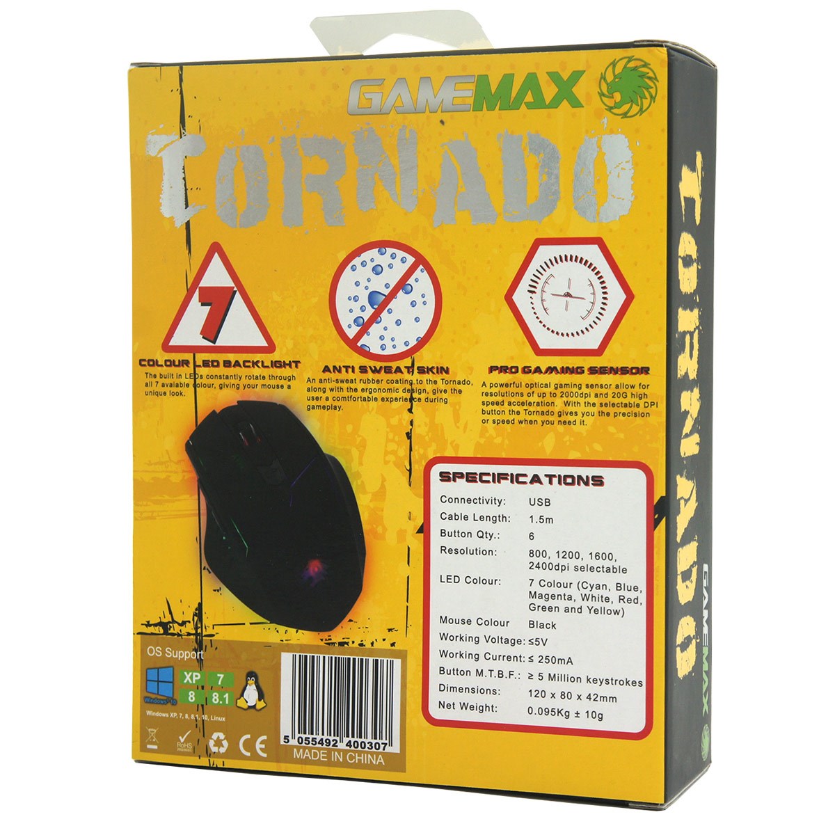GameMax Tornado Gaming Mouse with 7 Colour LED - GMM-TORNADO | CCL