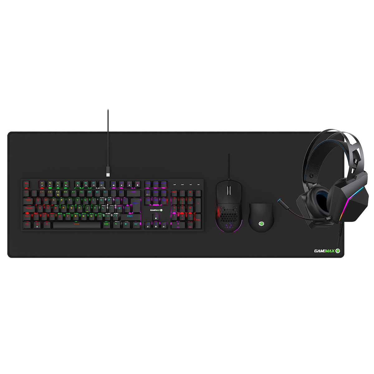 GameMax Pulse 4-in-1 Mechanical Keyboard, Mouse, Headset and Mouse Pad ...
