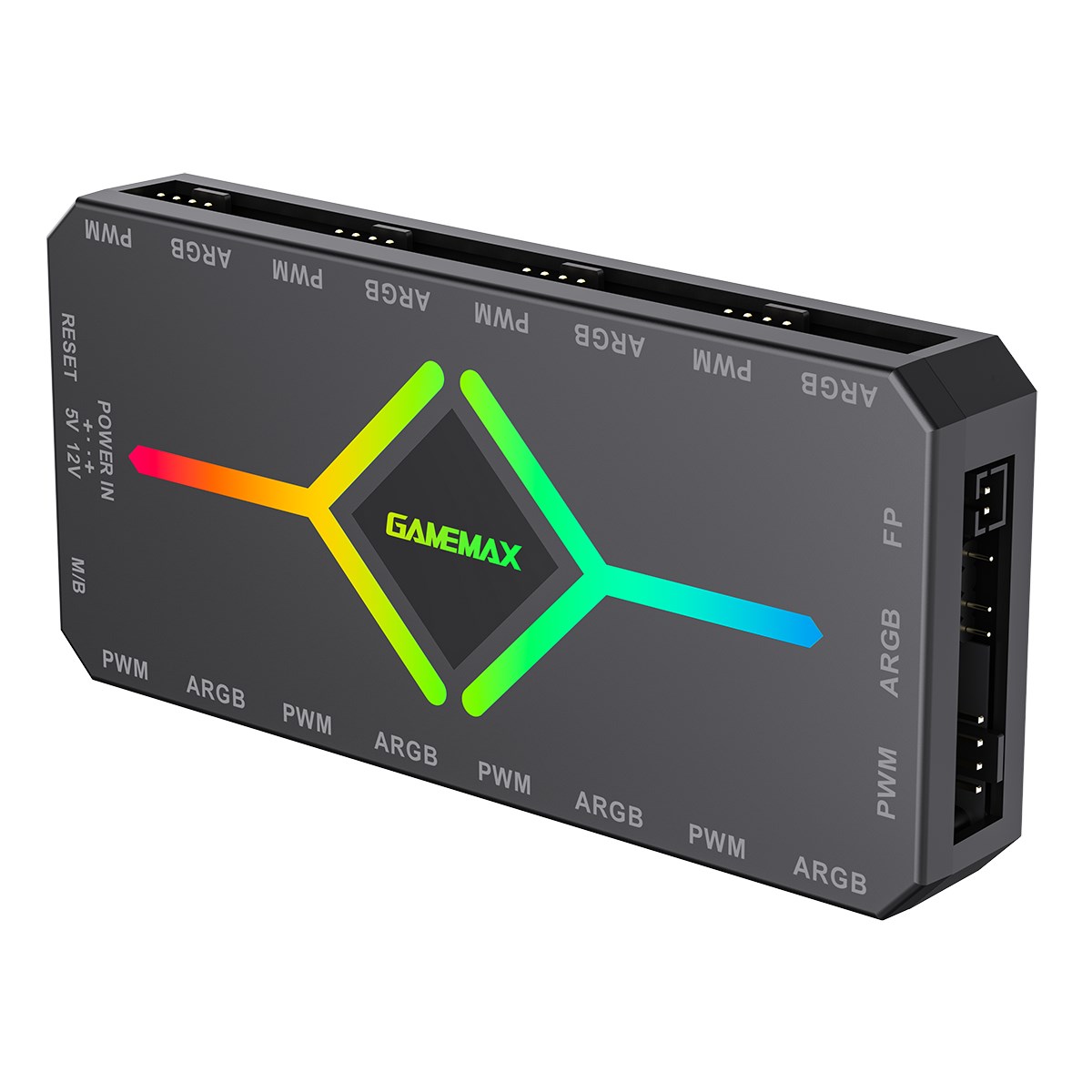 GameMax V4 ARGB PWM 9-Port Black Fan Hub - GMX-V4.0-HUB-B | CCL