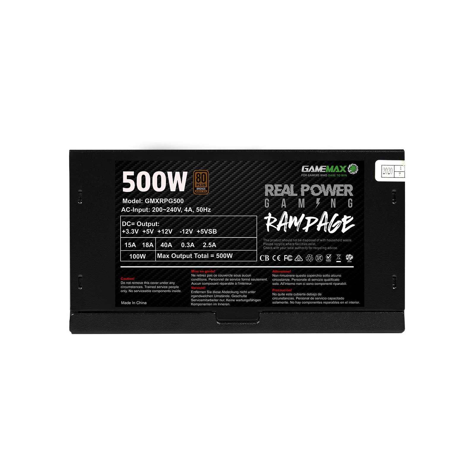 500W GameMax RPG Rampage 80 Plus Bronze PSU - GMXRPG500 | CCL