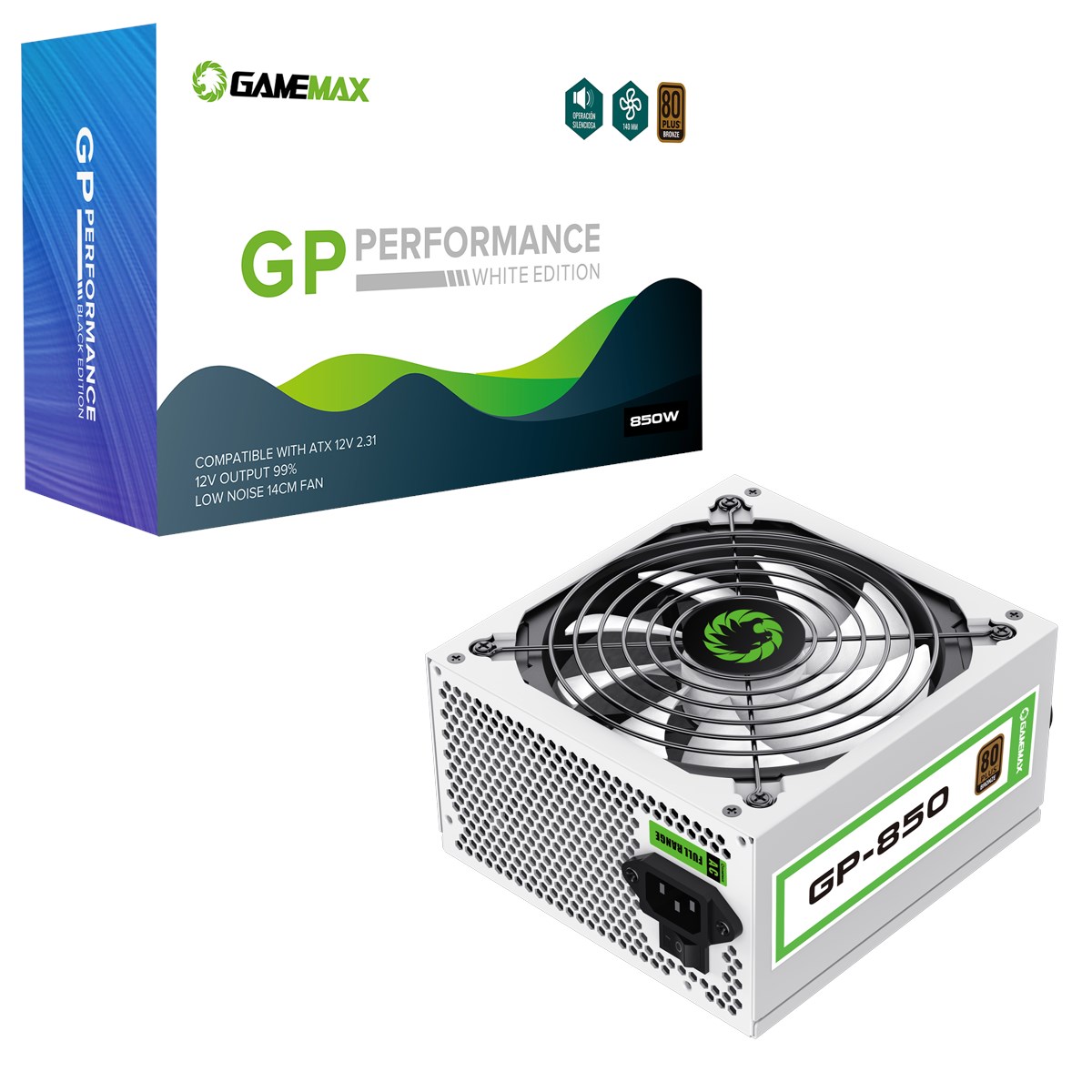 850W GameMax GP850 White 80 Plus Bronze PSU - GP-850-WHT | CCL