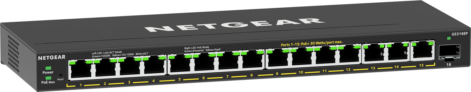Netgear GS316EP 16-Port Gigabit PoE+ Desktop Switch - GS316EP-100UKS | CCL