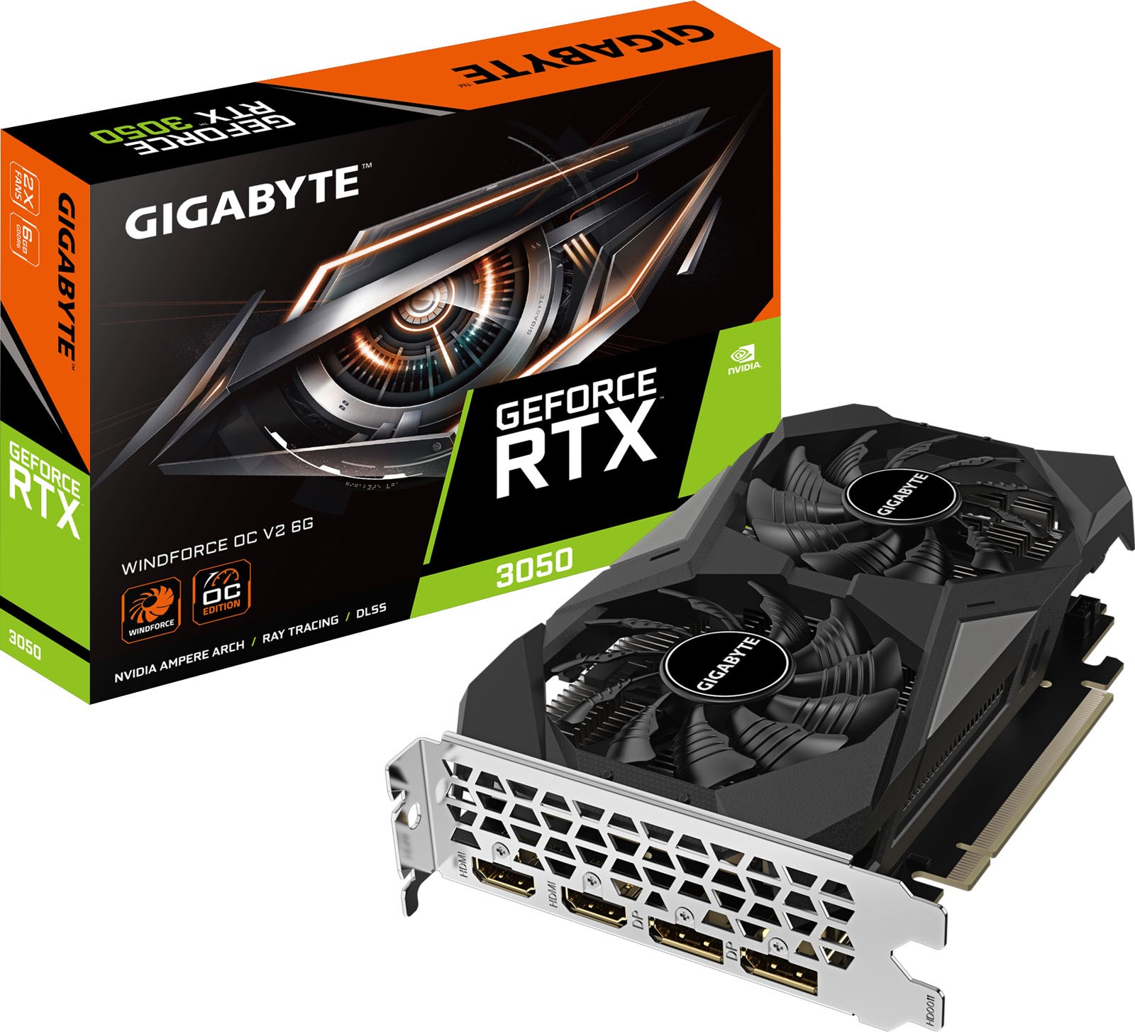 Gigabyte GeForce RTX 3050 WINDFORCE V2 6GB OC GPU - GV-N3050WF2OCV2-6GD ...