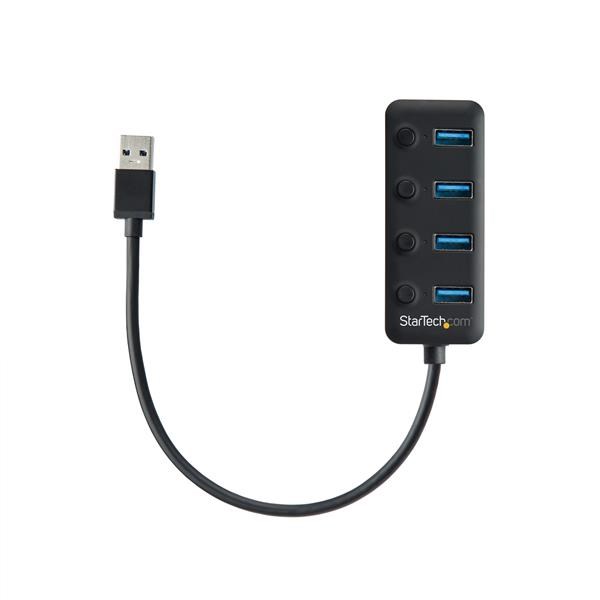 StarTech.com 4-Port USB 3.0 Hub with Individual Switches (Black ...