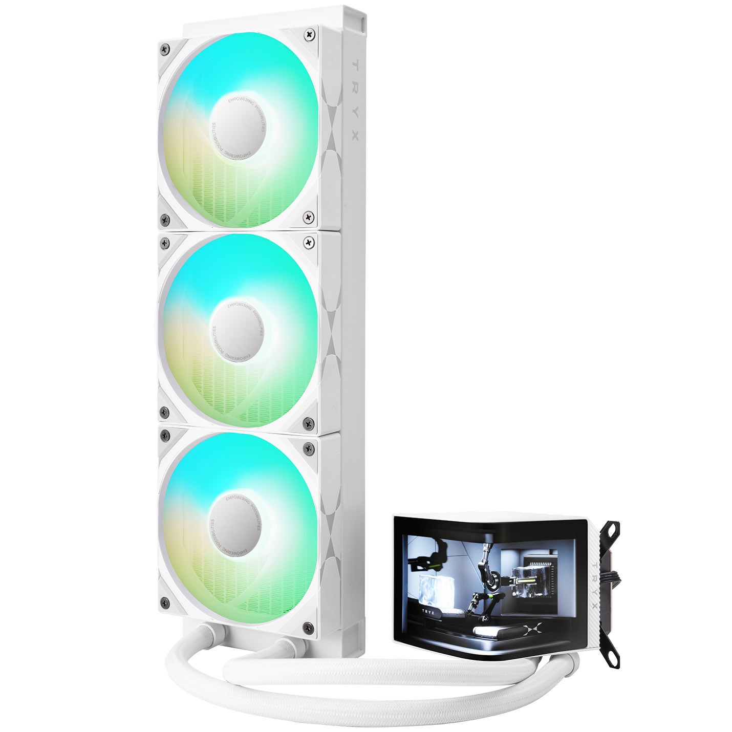 TRYX PANORAMA ARGB 360mm AiO Liquid CPU Cooler in White - L-P360A-AS3M ...
