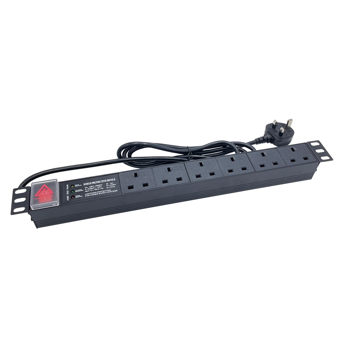Powercool 1U 6-Way PDU, Horizontal Type, UK Sockets, Surge Protected ...