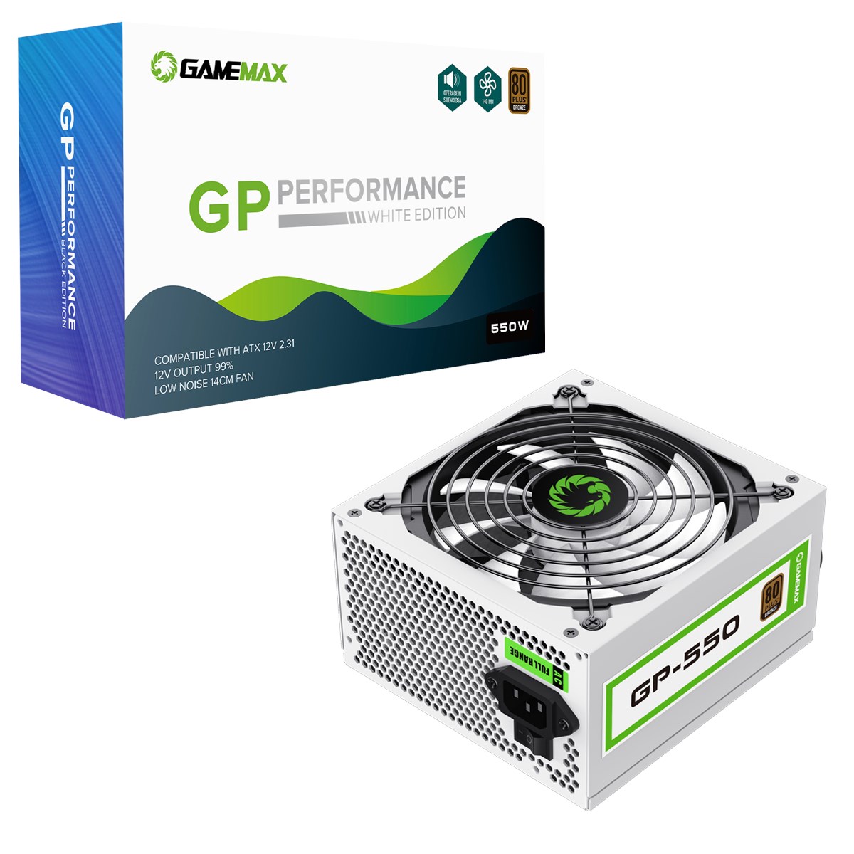 550W GameMax GP550 White 80 Plus Bronze PSU - GP-550-WHT | CCL