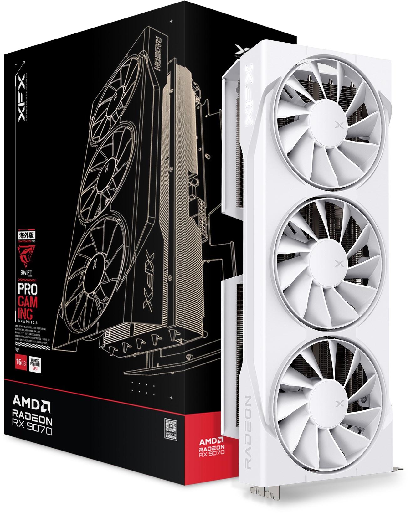 XFX Radeon RX 9070 Swift White 16GB OC GPU - RX-97SWFB3W9 | CCL