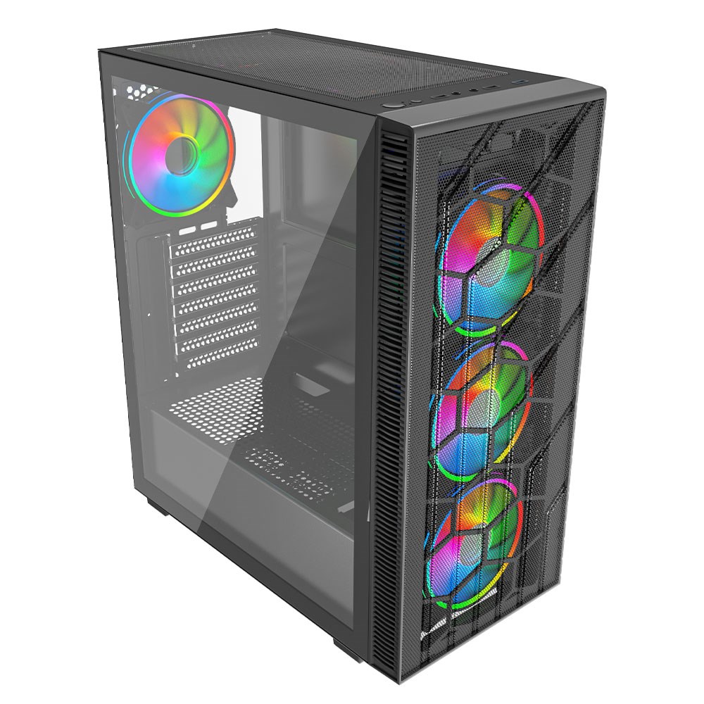 Vida Sirocco V2 Mid Tower Gaming Case - Black - SIROCCOV26F-BLK | CCL