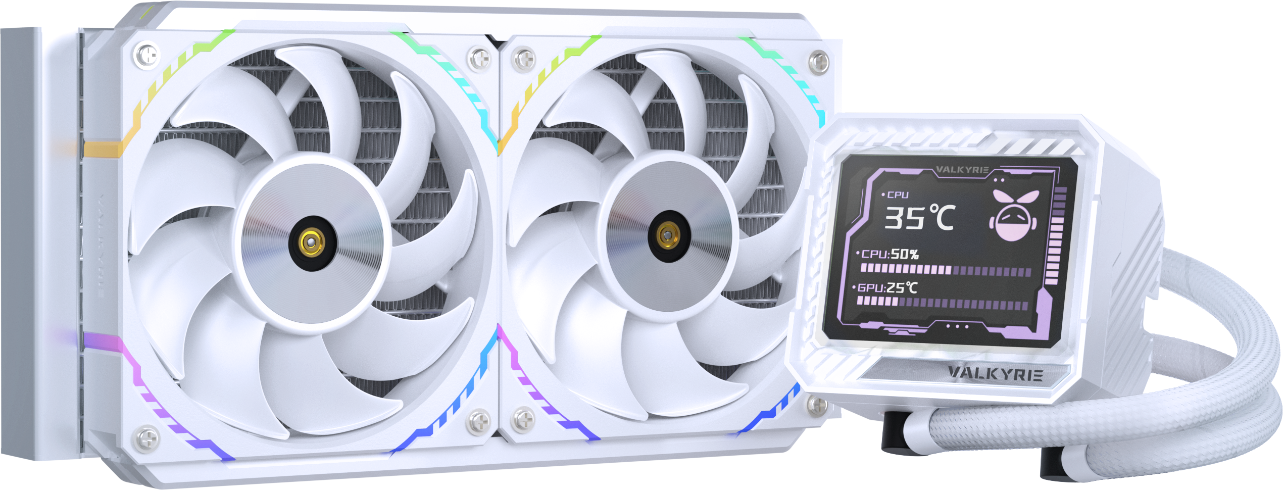 Valkyrie V240 LCD 240mm AiO Liquid CPU Cooler in White - VK-AIOV240W | CCL
