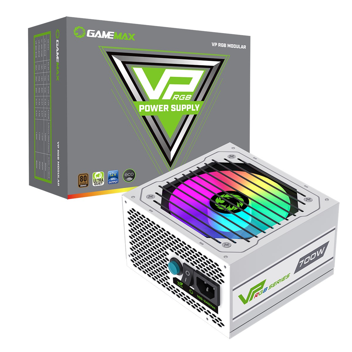700W GameMax VP Semi-Modular 80 Plus Bronze PSU - VP-700-RGB-WHT | CCL