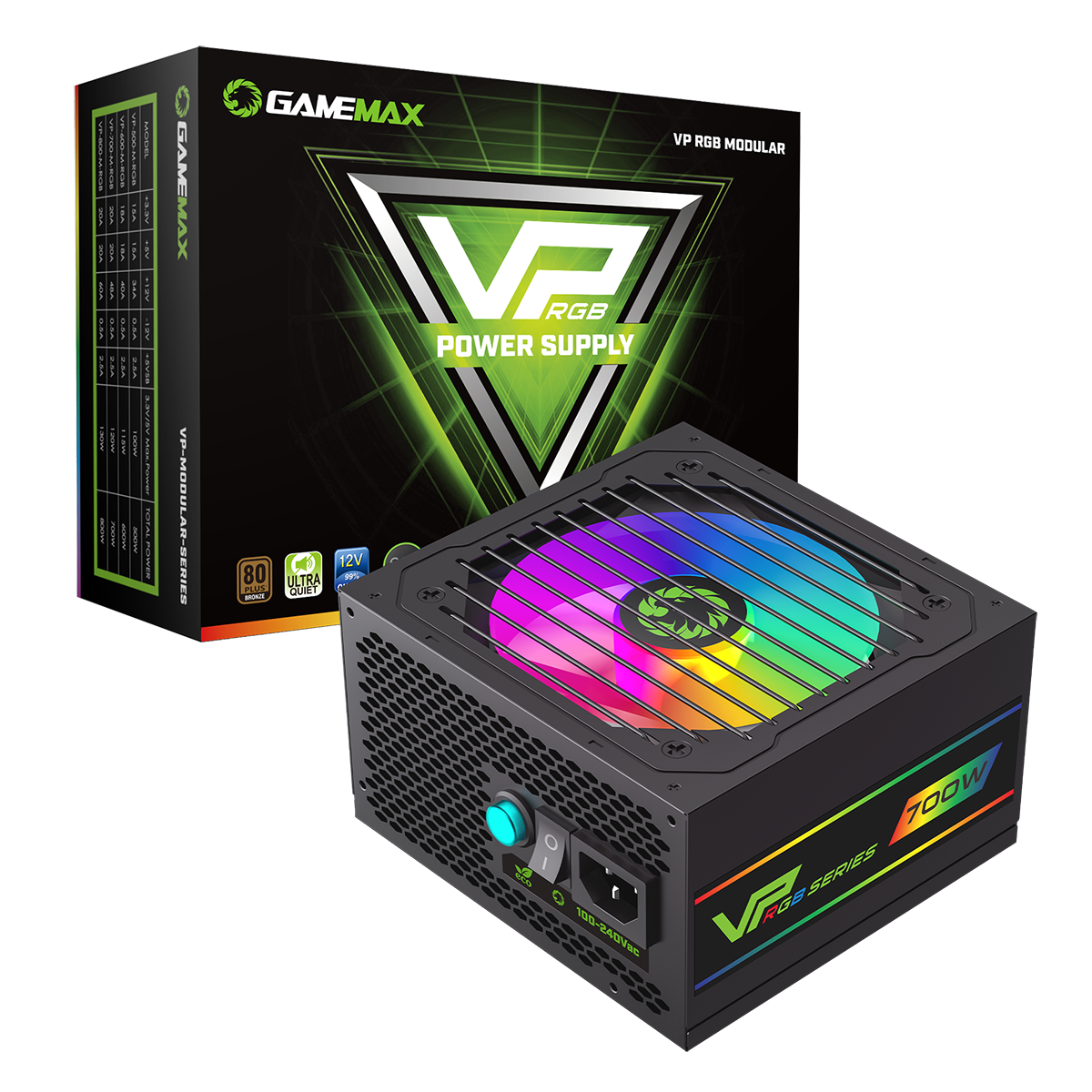 700W GameMax VP Semi-Modular 80 Plus Bronze PSU - VP-700-RGB | CCL