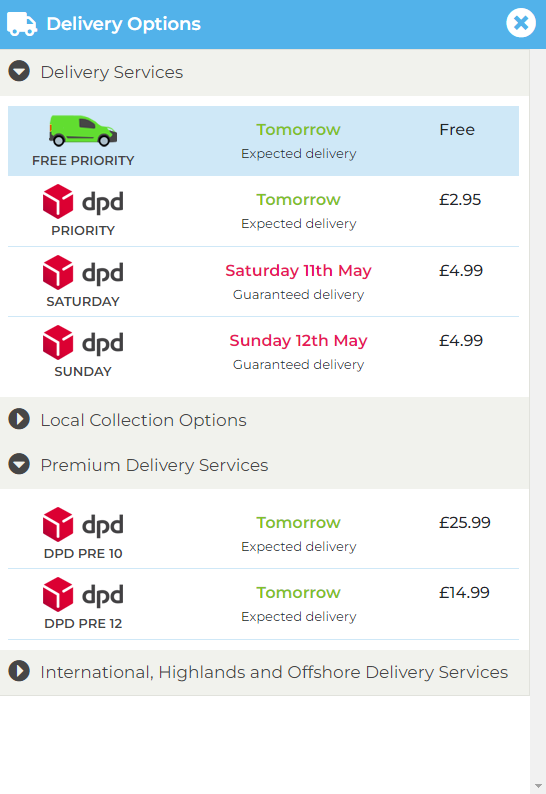 Delivery Options and Charges - Delivery and Order Tracking | CCL