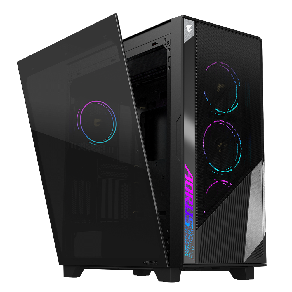 Gigabyte AORUS C500 GLASS Mid Tower Gaming Case - Black - GB-AC500G ST ...